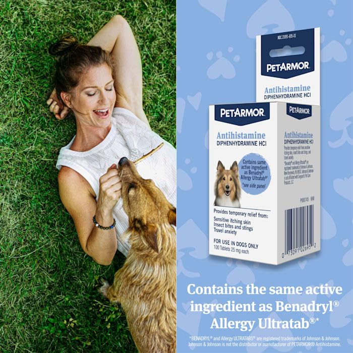PetArmor Antihistamine Allergy Relief for Dogs, 100 Tablets