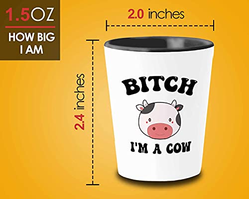 Bubble Hugs Animal Shot Glass 1.5 oz - Im a Cow - Kawaii Farm Farmer Cute Cow Lovers Sarcasm