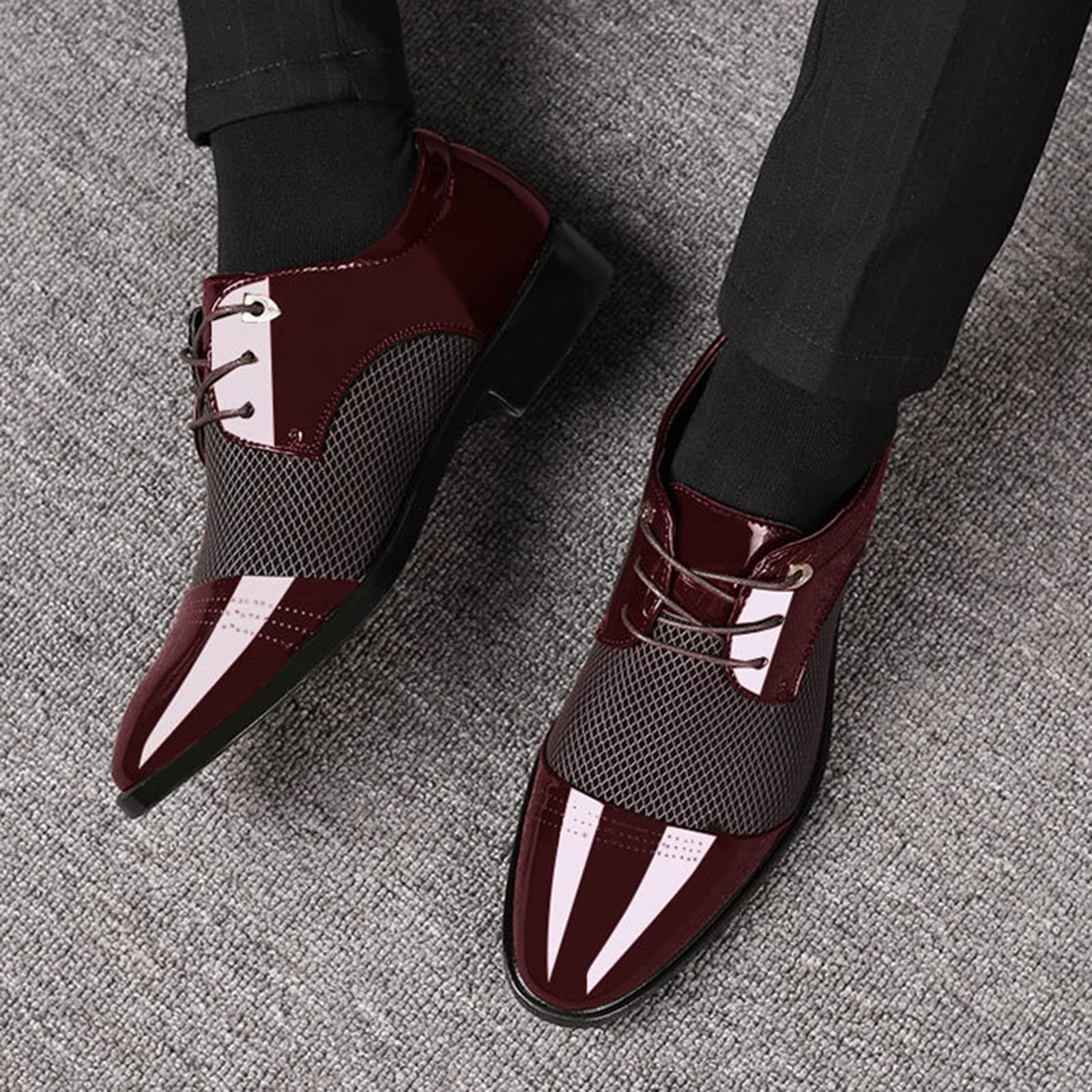 Classical Style Leather Shoes for Men Slip On PU Leather Low Rubber Sole Block Heel Work Men S Shoes Brown