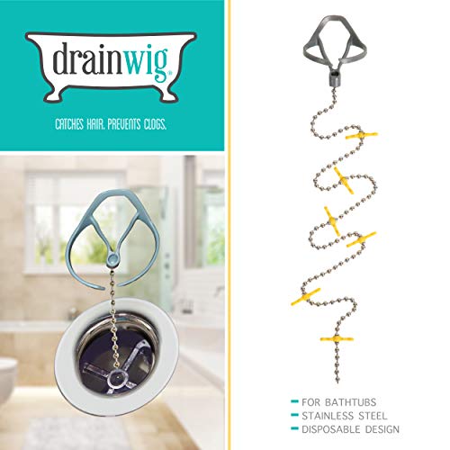 DrainWig 1739A12-AMZ Disposable Hair Catcher for Tubs Bathtub, Gray, 2 Count