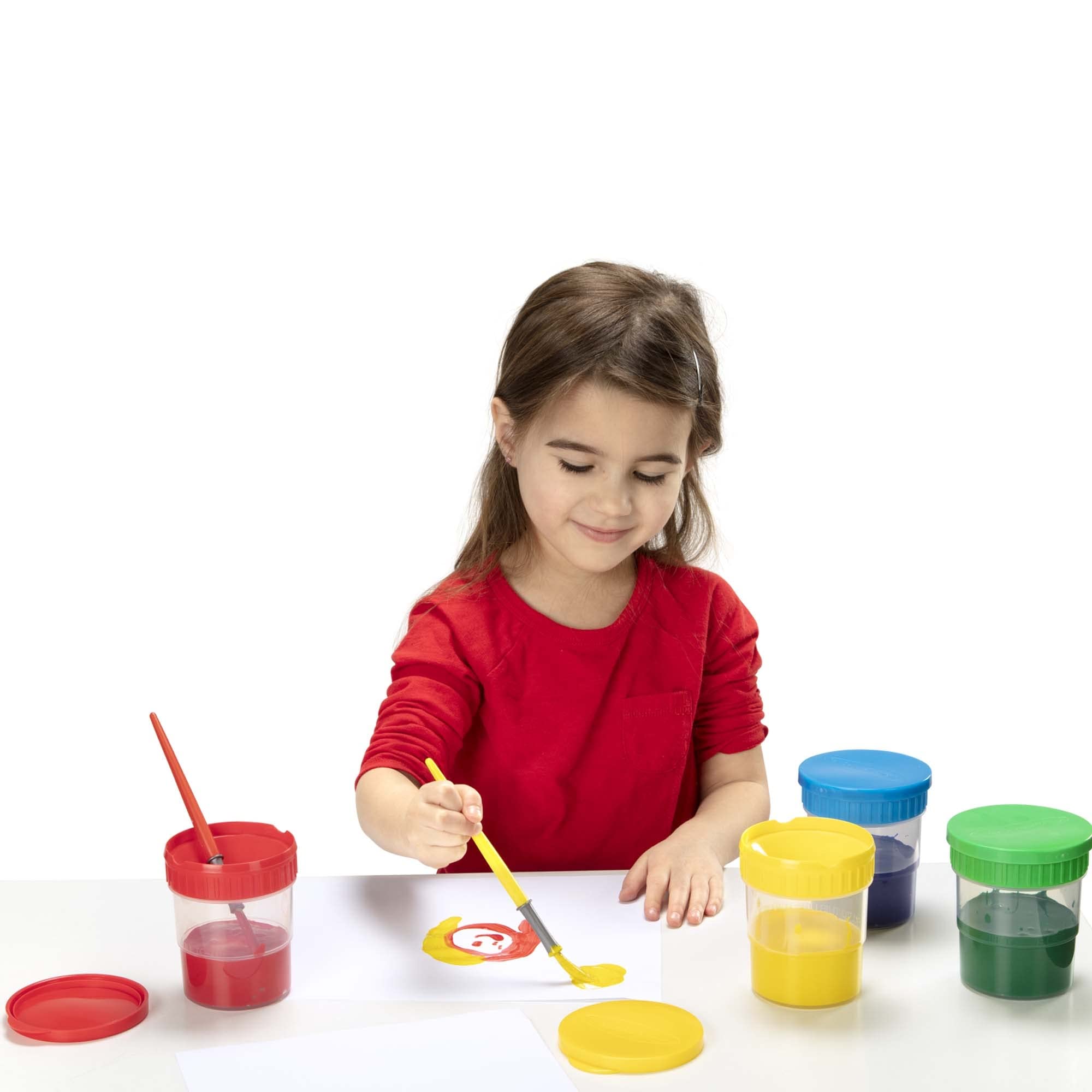 Melissa & Doug Spill-Proof Paint Cups - 4-Pack, Airtight Seal, Snap Lids - Kid-Safe Reusable No-Spill Paint Cups Storage Containers