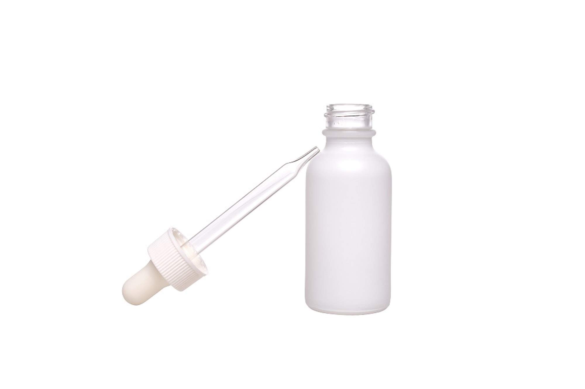 Focus Nutrition 12 Pack White Coated Boston Round Essential Oils Aromatherapy Glass Bottles Jar With White dropper cap, 1oz