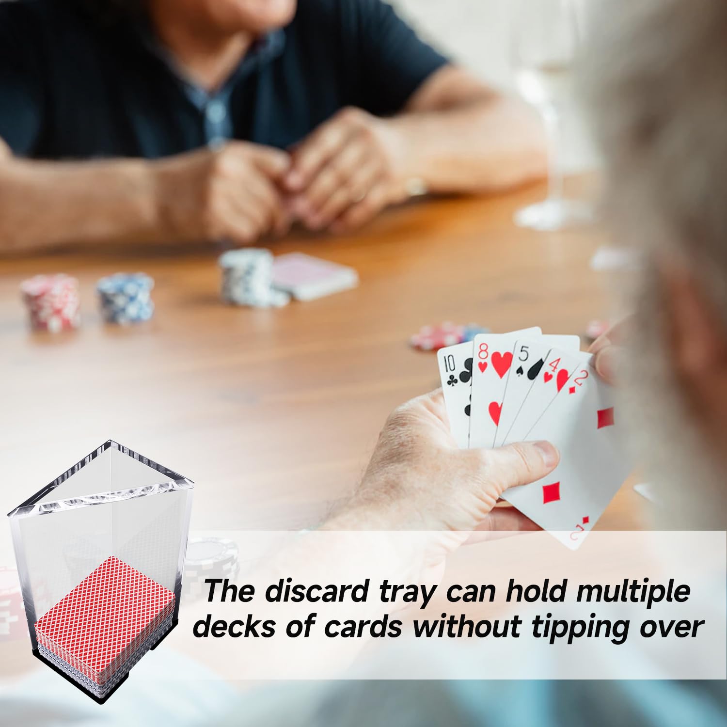 GSE Games & Sports Expert 6 Decks Acrylic Discard Trays, Casino Grade Discard Holder Trays for Blackjack, Bridge, Playing Cards