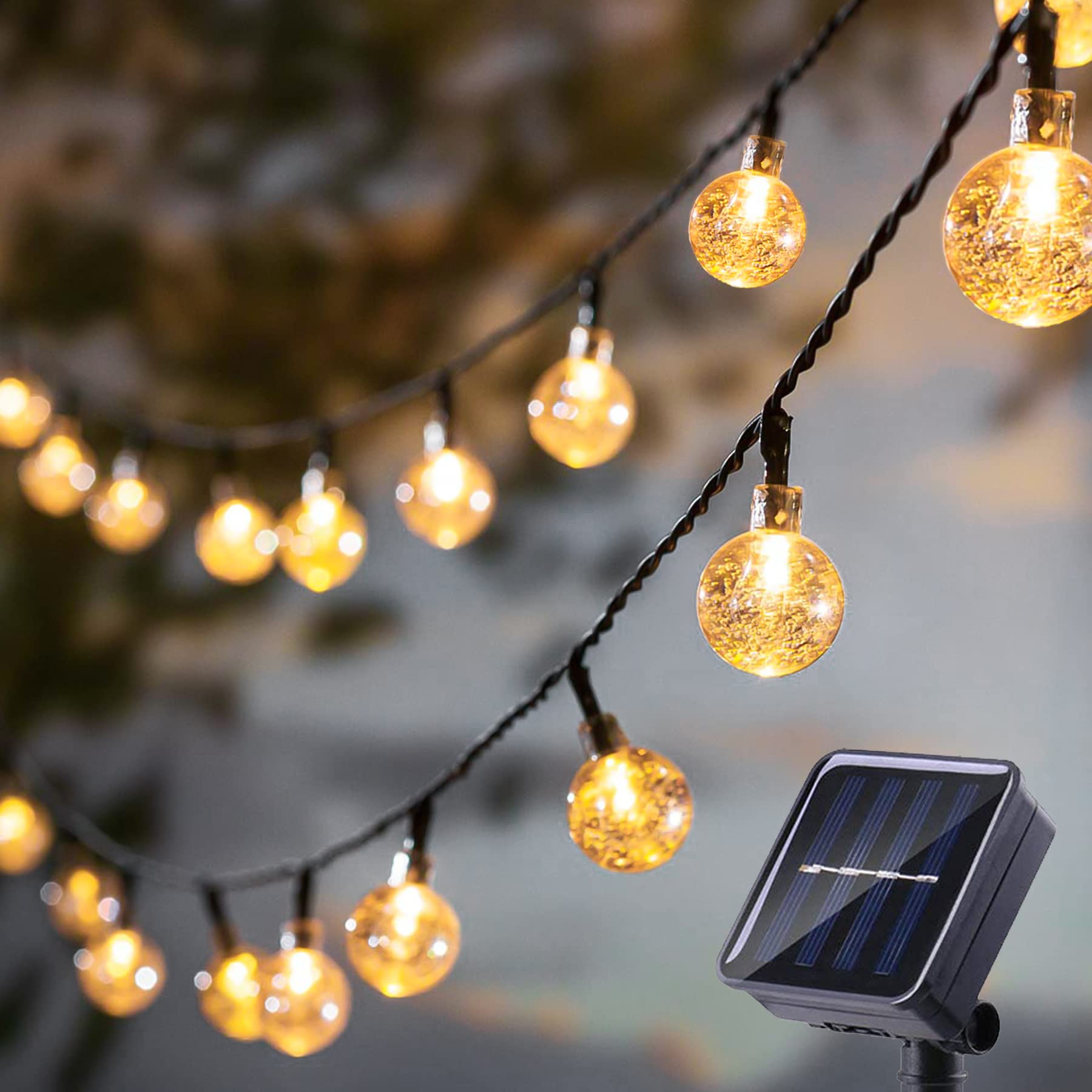 ITICdecor Solar String Lights Outdoor 20 LED Crystal Globe Light Outdoor Waterproof Decorations Solar Powered Patio Lights for Garden Parterre Terrace Decor (Warm White)