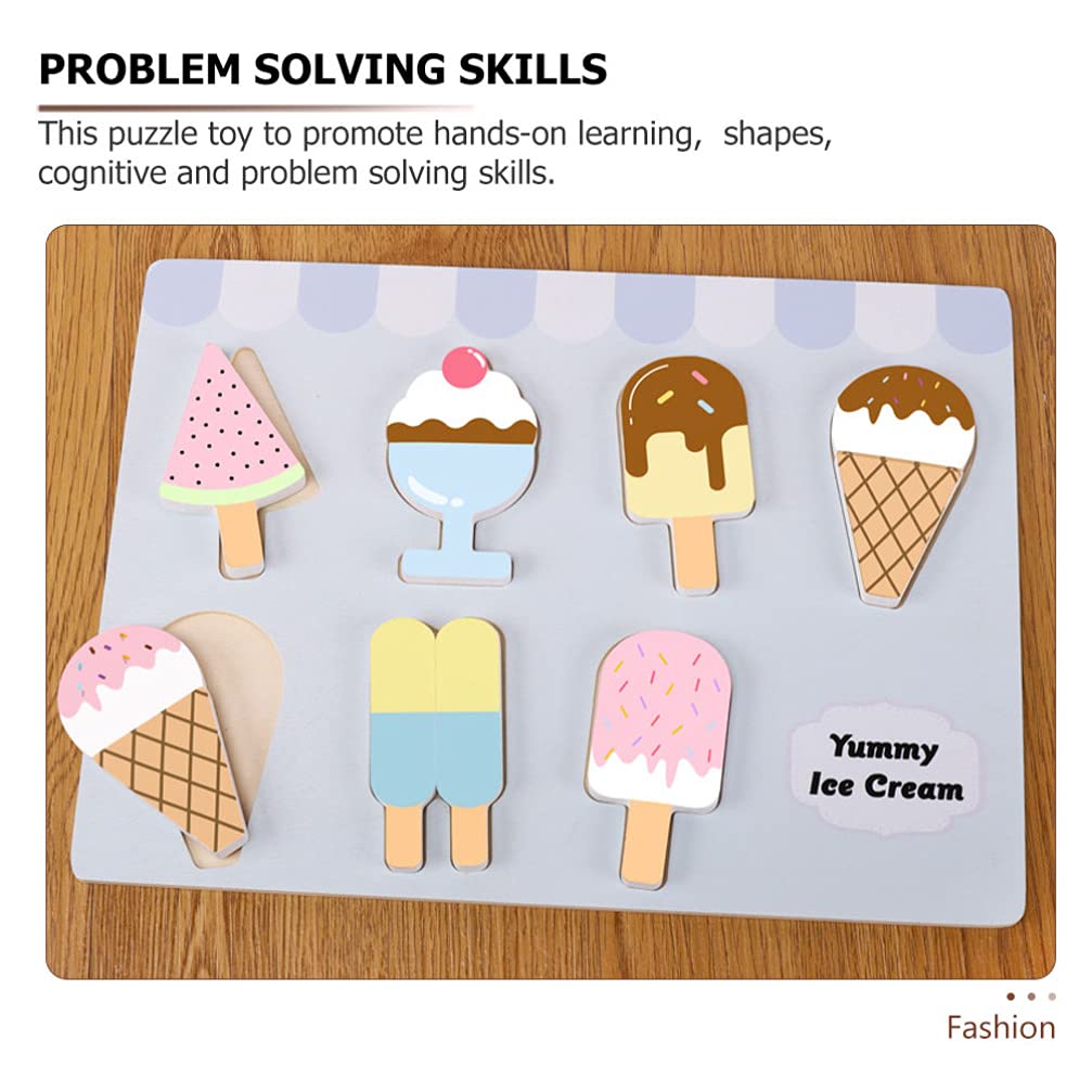 TOYANDONA Ice Cream Puzzles Wooden Educational Preschool Puzzles for Toddlers Kids Boys Girls Children Math Learning Set