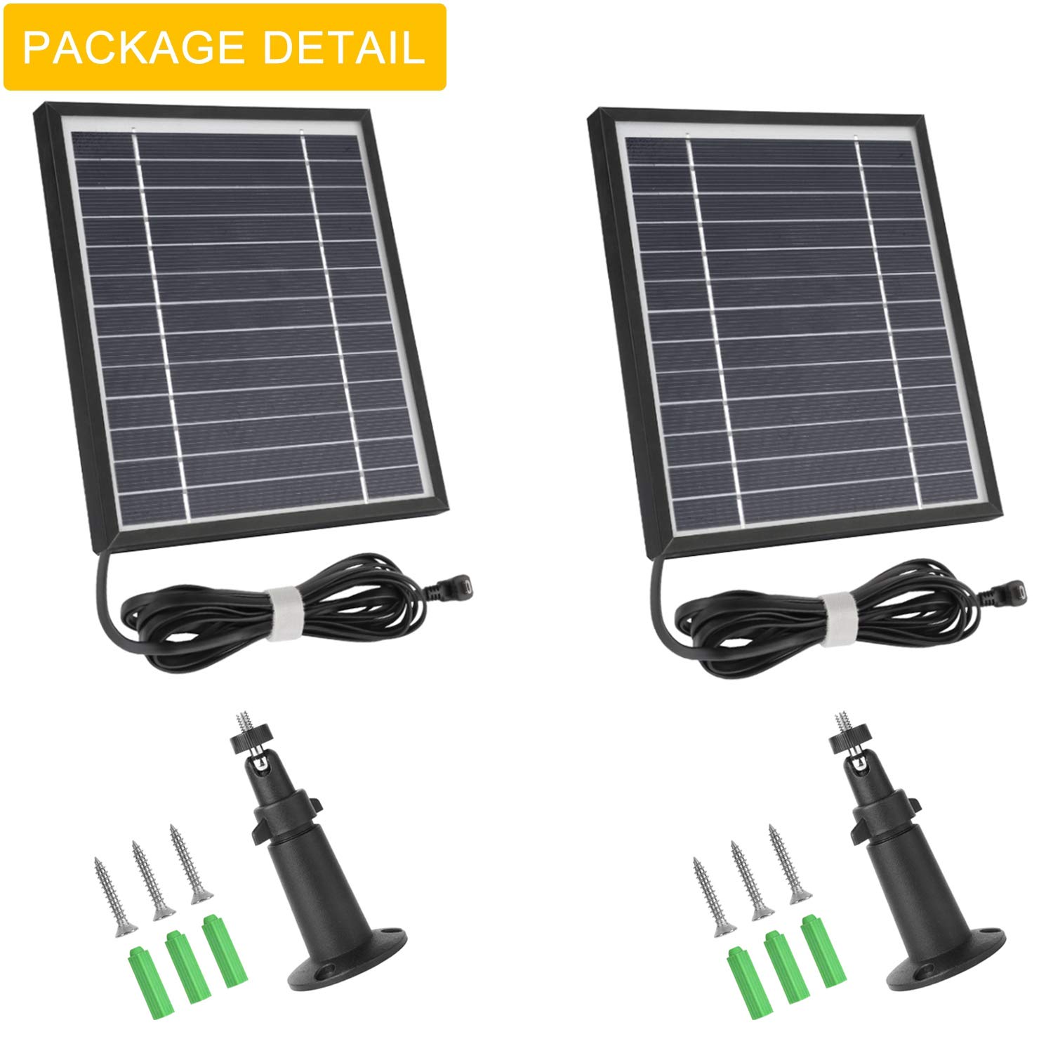 iTODOS 2 Pack Solar Panel Compatible with Blink Outdoor 4 (4th Gen)/Blink Outdoor (3rd Gen) XT3 and Blink XT/XT2 Camera,11.8Ft Outdoor Power Cable and Adjustable Mount,Aluminum Alloy Sturdy(Black)
