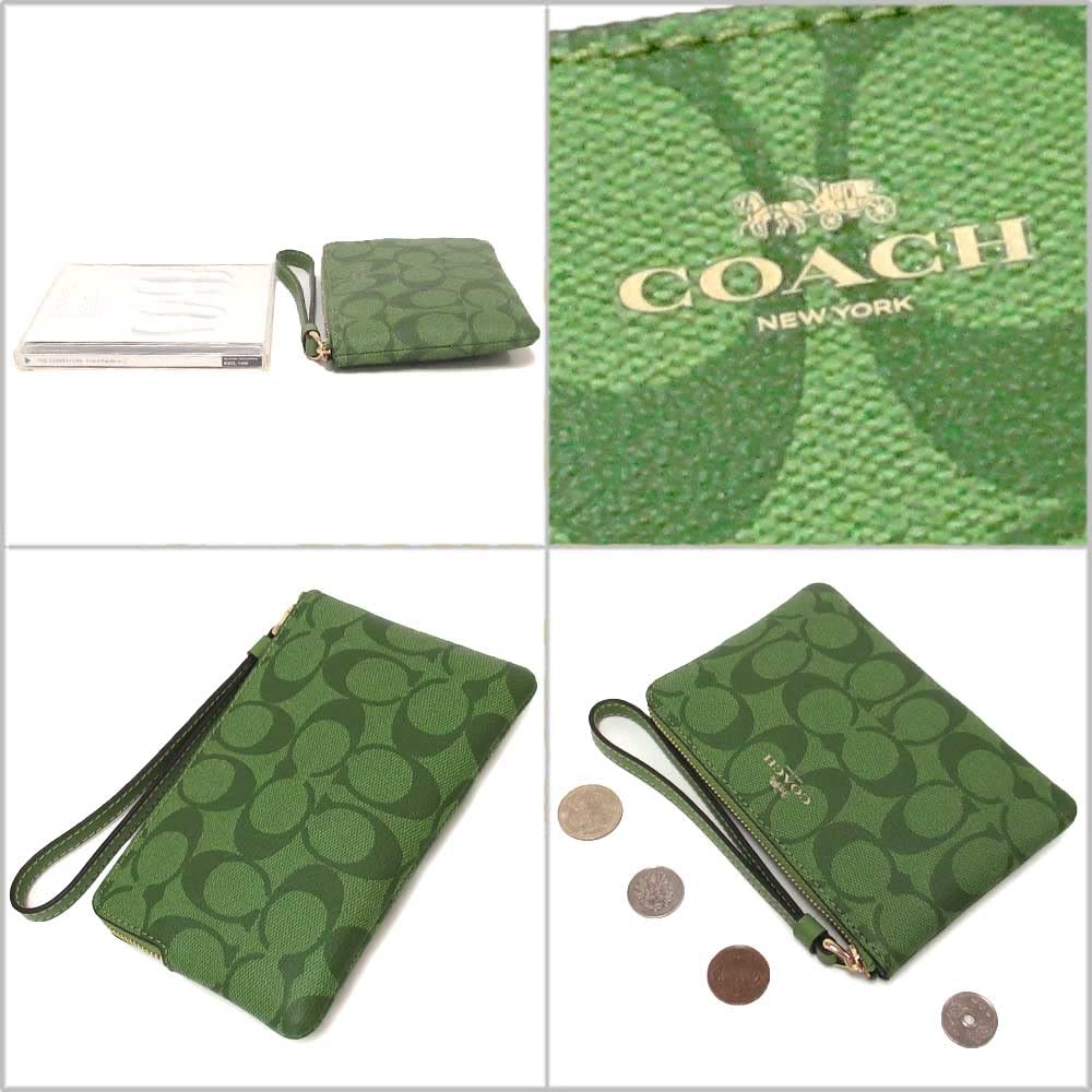 Coach Corner Zip Small Wristlet Style No. 91178 Neon Green