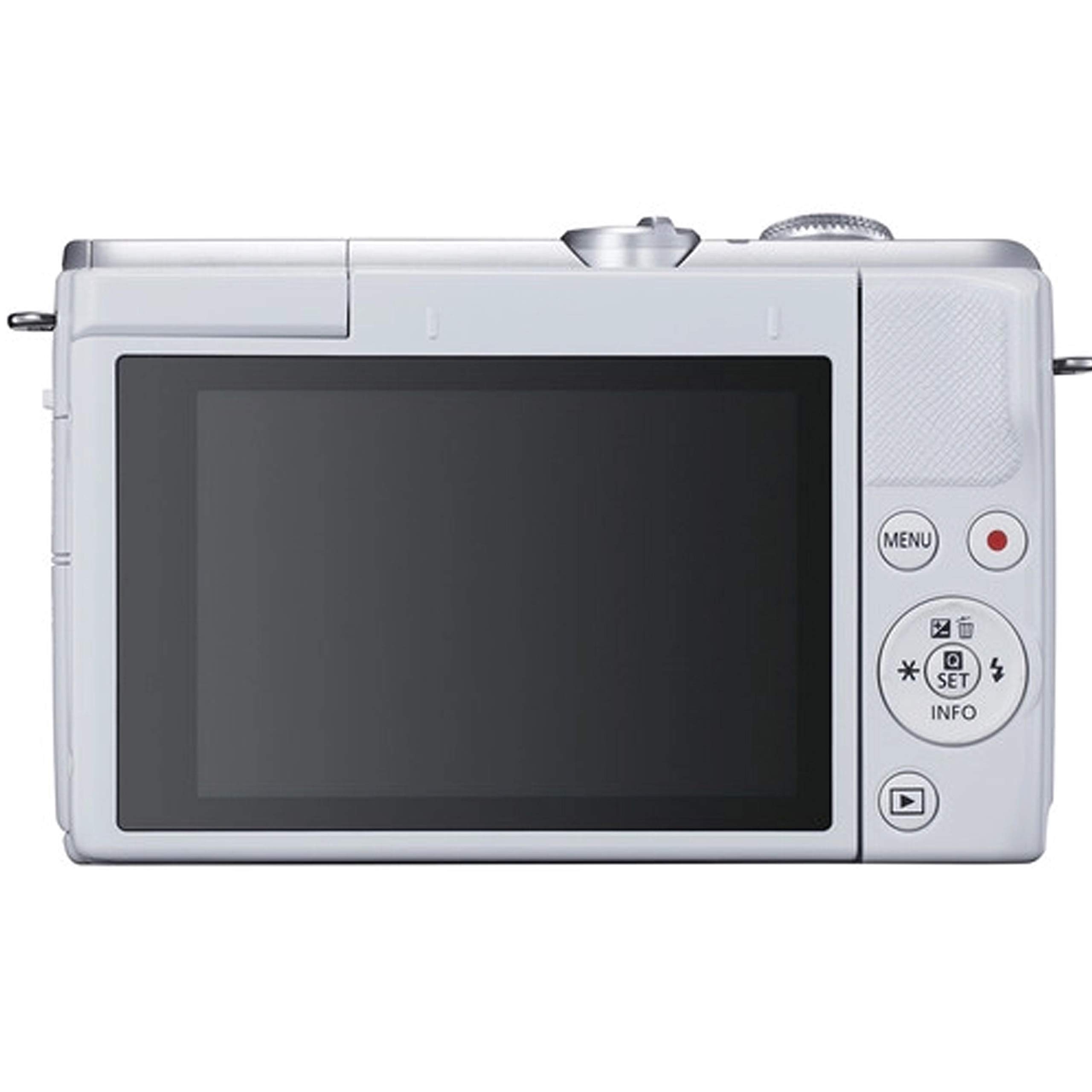 Canon EOS M200 (White) Mirrorless Camera Kit w/EF-M15-45mm and 4K Video + Case + 128GB Memory (25pc Bundle) (Renewed)
