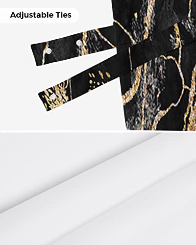 SIGOUYI Kitchen Curtains, Black White Gold Marble Valances for Windows, Short Curtains Rod Pocket Bathroom Curtains Window, Kitchen Window Curtains Over Sink, 60x18in Valances for Kitchen