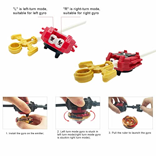Gytobytle 4 Bey Spinning Top Spriggan Launcher Battling Set, Blade Burst Surge Metal Fusion with Box for Boys Kids