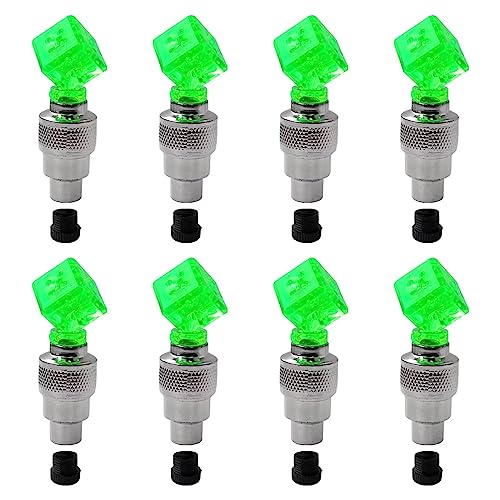 Gxcdizx 8 PCS LED Wheel Lights Flash Light Tire Valve Cap Lamp for Car Trucks Motorcycle Bike (Dice, Green)