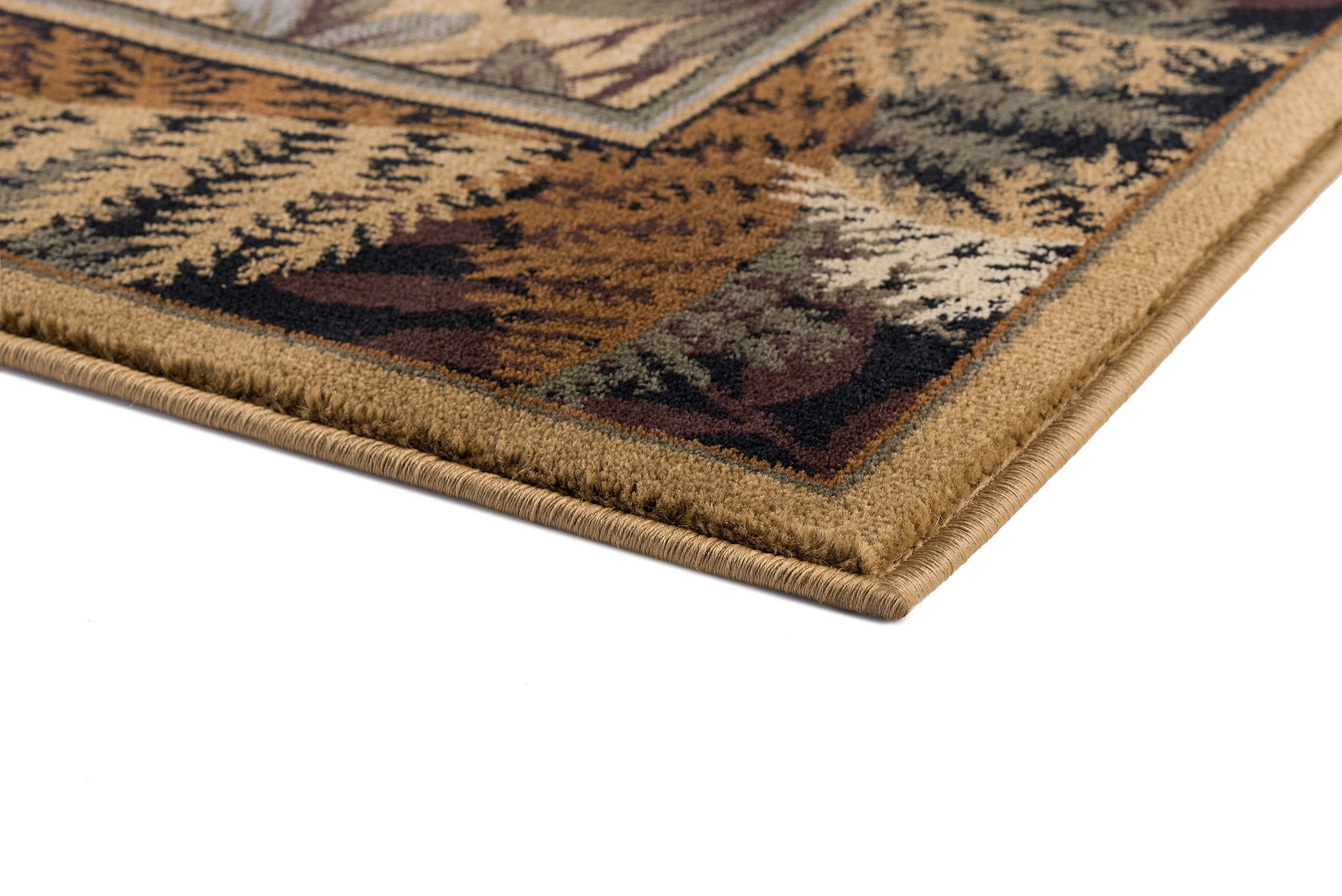 Fern Bear Novelty Lodge Pattern Beige Rectangle Area Rug, 8' x 10'