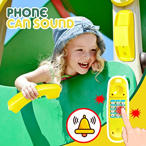 Playground Accessories Swing Set Pirate Plastic Playground Equipment Set with Plastic Wheel, Telescope, Periscope, Telephone, Safety Handle Bars for Outdoor Playhouse Treehouse (Yellow, Green)