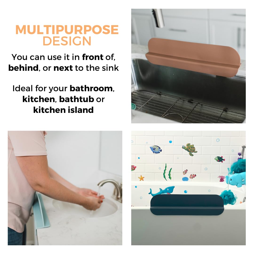 Dreamroo Silicone Sink Splash Guard and Edge Protector - suction cup base for kitchen, bathroom and island sinks (Light Gray)