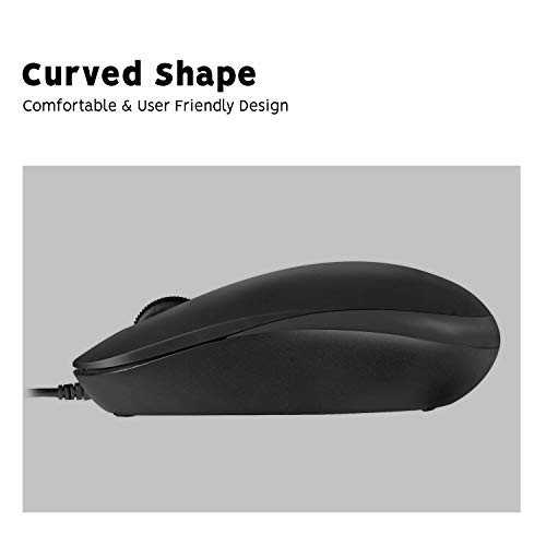 Perixx Perimice-201 Wired PS2 Optical 3 Button Mouse with 800 DPI and Illuminated Wheel, Black