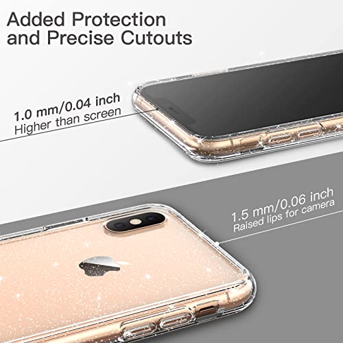 JETech Glitter Case for iPhone Xs Max, 6.5-Inch, Bling Sparkle Shockproof Phone Bumper Cover, Cute Sparkly for Women and Girls (Clear)