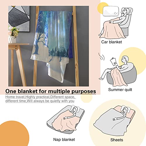 Gyapuk Heron Bird, Thickened Fleece Throw Blankets,Pattern with Heron Bird,Super Soft Flannel Cozy Blankets for Adults,Washable Lightweight Fuzzy for Sofa Bed Office,Gray Blue,30x40in