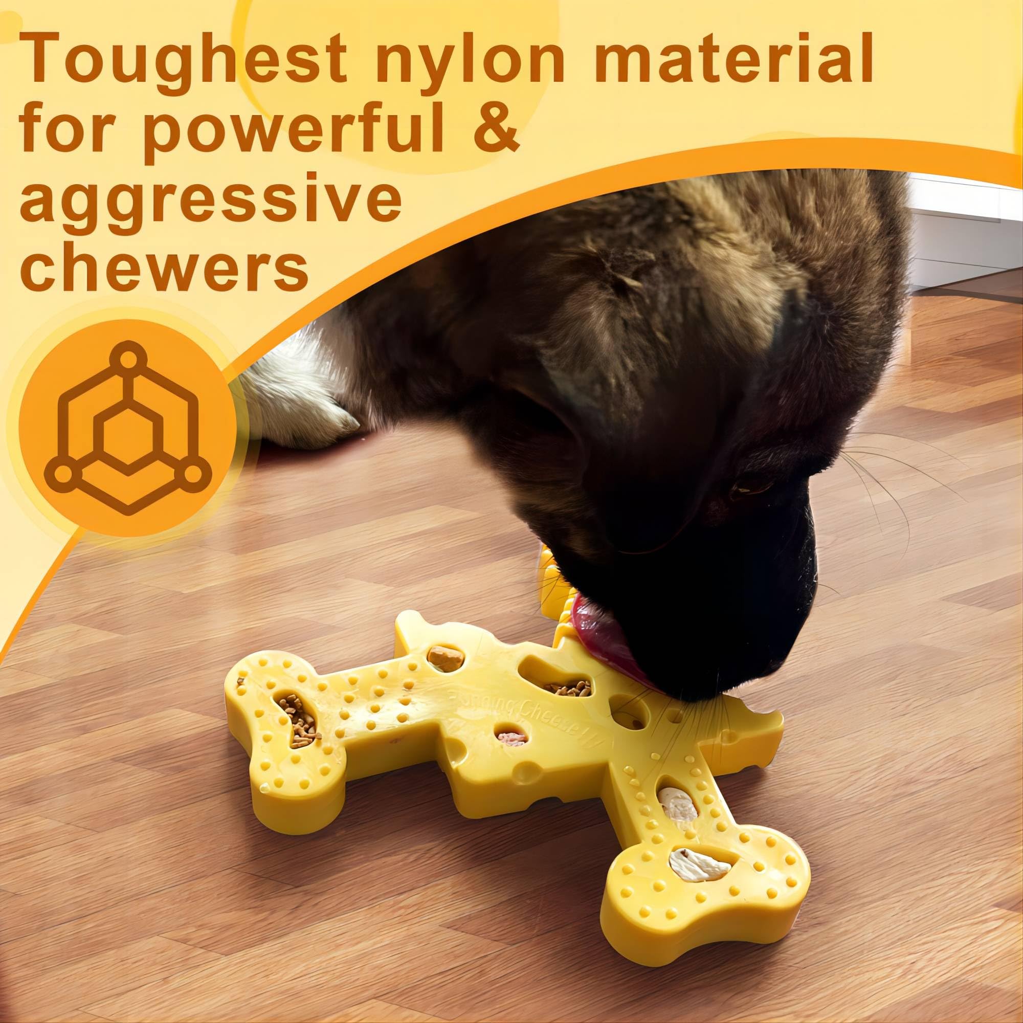 E&E Bestlife Cheese-Shaped Cheese-Flavored Dog chew Toy is Made from Safe and Biodegradable Nylon Material Providing Your pet with a Tasty and Safe chew Toy thoughtfully
