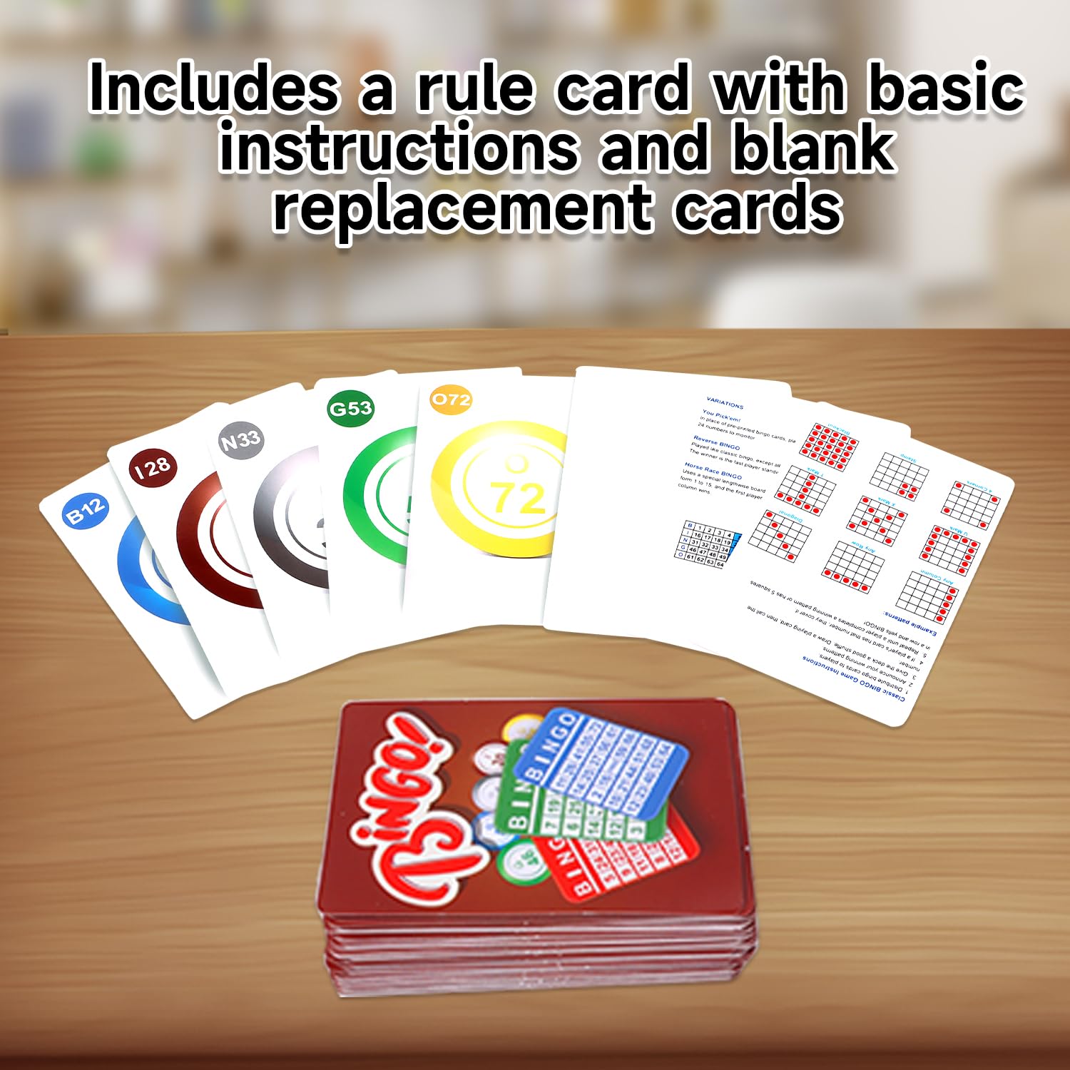 GSE Games & Sports Expert Professional Bingo Calling Cards for Bingo Game, Plastic Coated Bingo Playing Cards Deck with High Visibility Numbered