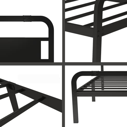 Emiosmt 14 Inch Twin Metal Platform Bed Frame with Headboard and Footboard,2500lbs Heavy Duty Steel Slat Support,No Box Spring Needed,Easy Assembly,Square Tube,Twin Bed Frame