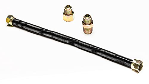 Dreffco 24'' x 3/4'' High Capacity Gas Flex Line - Premium Quality Black Non-Whistle Fire Pit, Fireplace, Dryer Gas Line - Perfect Gas Line for NG or LP Fire Pits - Versatile Usage - Easy Installation