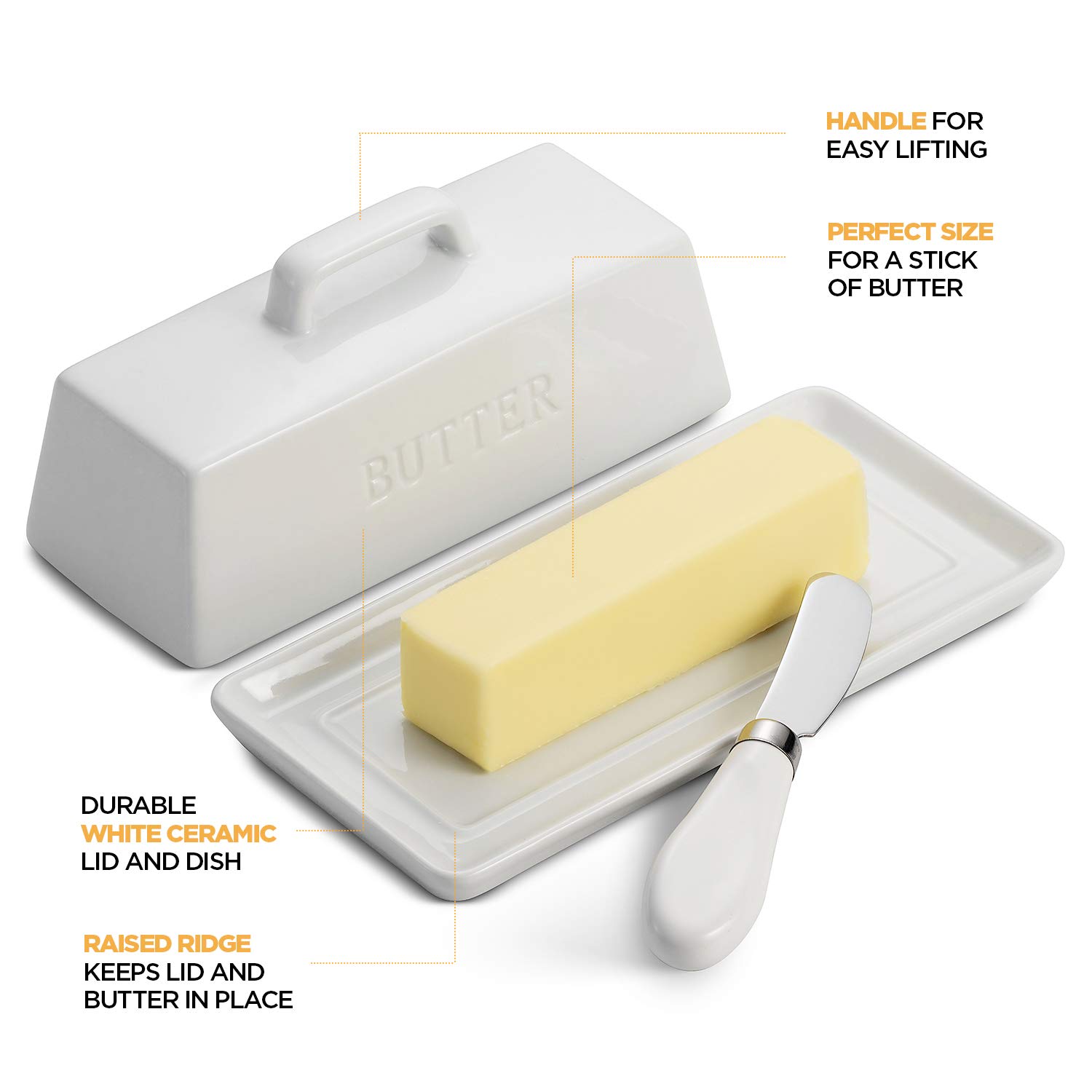 Butter dish set N salt and pepper shaker set Bundle [White]