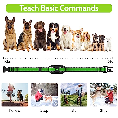 DogStop Dog Training Collar Electric Dog Shock Collar with 4 Training Modes and Waterproof Rechargeable Remote Range 3300Ft for Large Medium Small Dogs (Green)