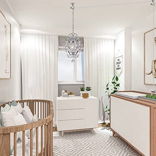 Plug in Pendant Lights with K9 Crystal,Hanging Lamp with 15Ft Clear Cord & On/Off Switch,Mini Chandelier for Closet Living Room Girls Room Bedroom Nursery