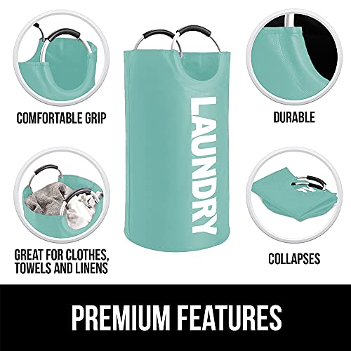 Gorilla Grip Laundry Basket and 3 Piece Packing Cubes, Laundry Basket Size 82L, Easy Carry Handles, Space Saving Travel for Carry On in Multiple Sizes, Mesh Zipper, Both in Turquoise, 2 Item Bundle