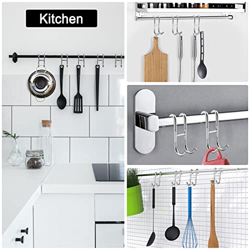 EOFJRUC Shower Door Hooks - 2 Pack Towel Hooks for Bathroom Frameless Glass Shower Door, Stainless Steel Rack Hooks for Hanging Towel, Bathrobe, Squeegee (Silver)