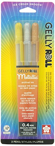Sakura 57387 3-Piece Gelly Roll Blister Card Metallic Gel Ink Pen Set, Assorted Colors