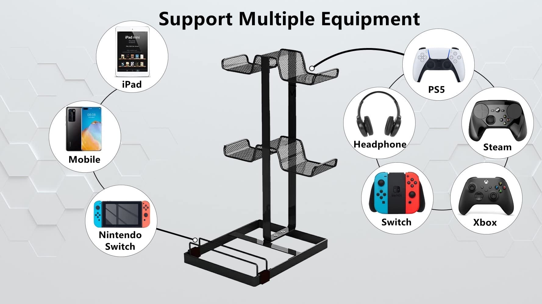 Controller Holder,Game Controller Headphone Hooks,Headset & Controller Organizer for PS5/ PS4/ Xbox Series/One X/S/Nintendo Switch Controller & Headset Stand,Gaming Accessories Display Rack,White