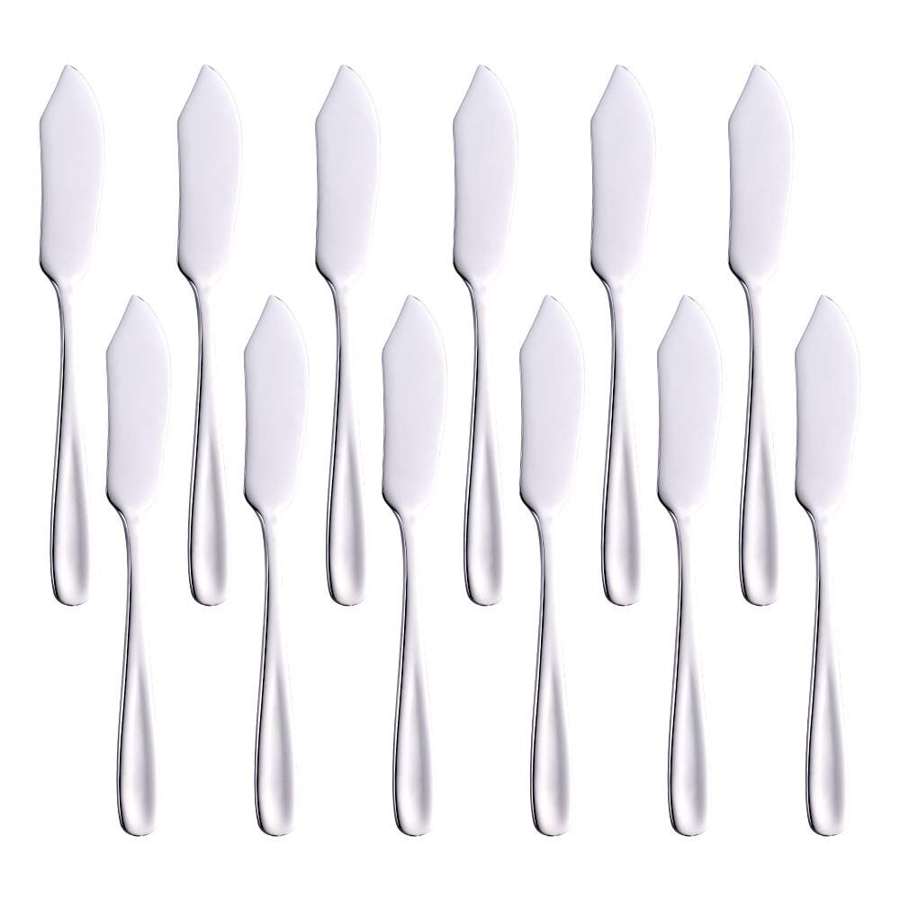 Butter Knives Set of 12 Cheese Spreaders BUY&USE 6.1-Inch 18/10 Stainless Steel Silver Kitchen Knives for Butter Sandwich Cheese, Mirror Polish