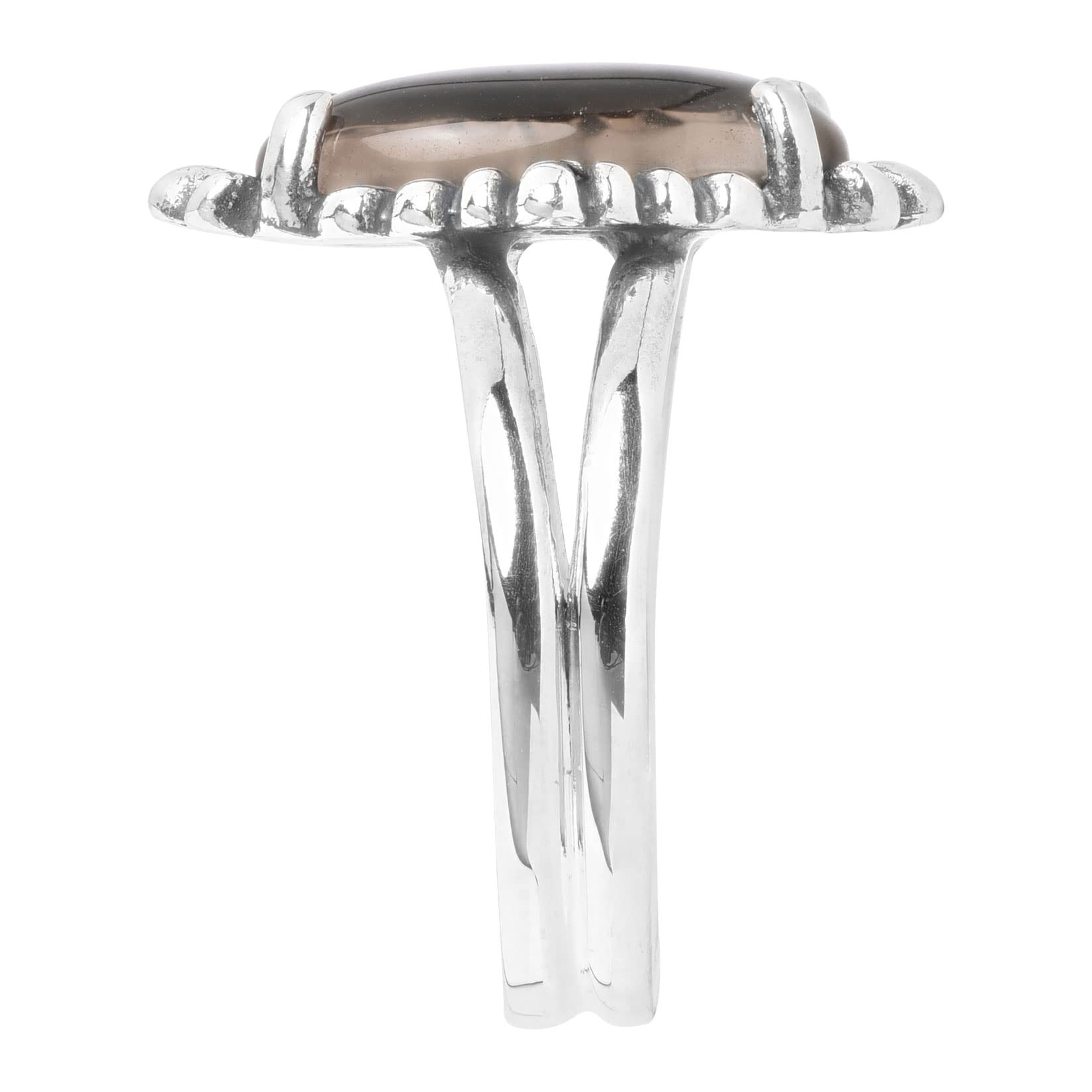 Carolyn Pollack Sterling Silver Smoky Quartz Gemstone Oval Ring Size 9