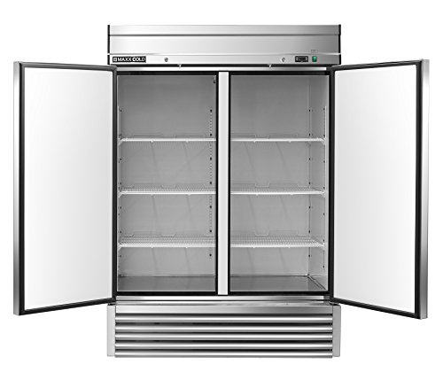 Maxx Cold MXSR-49FDHC Commercial Reach-in Refrigerator Freestanding 2-Door, with Heavy Duty Shelves Digital Controls and Automatic Defrost, Stainless Steel
