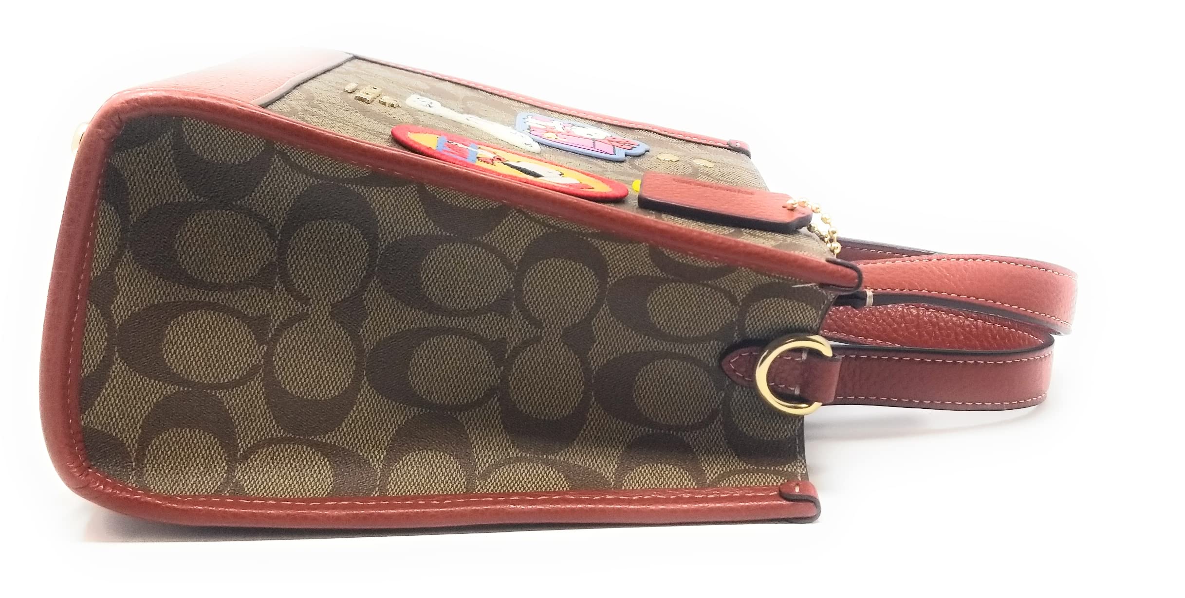 COACH Women's Dempsey Tote 22 (Signature Canvas - Peanuts Motif - Khaki - Redwood Multi)