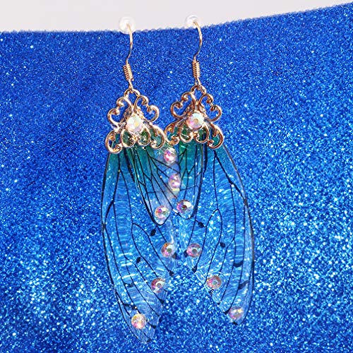 Iumer Imitation Cicada Wing Dangle Earring Hook Women Vintage Minimalist Party Wedding Long Drop Earring,Green