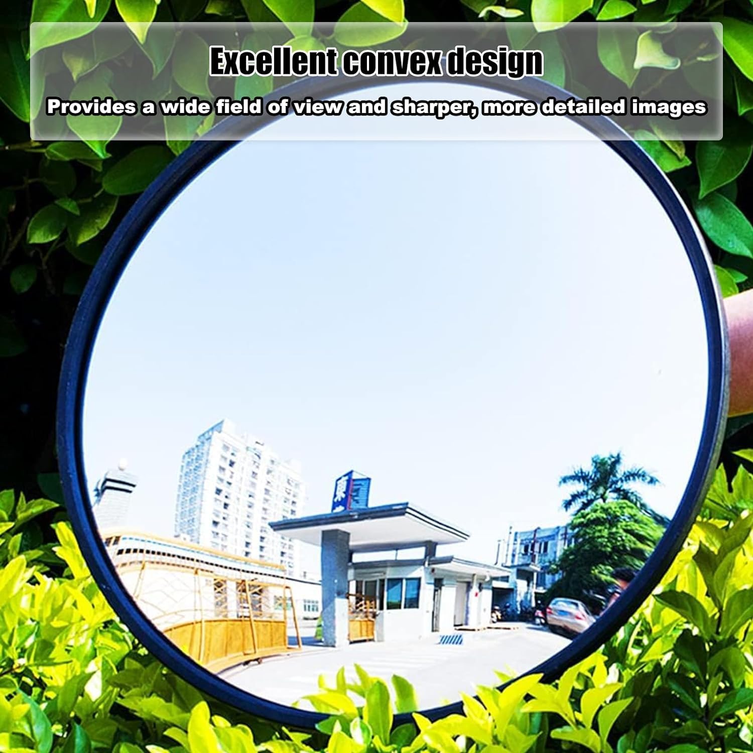 CNQLIS 8 Inch Convex Mirror Outdoor with Adjustable Wall Fixing Bracket,Driveway Mirror,Blindspot Traffic Mirror for Driveway Garage Park Outdoor Wide Angle View Curved Security Blind Spot Mirrors