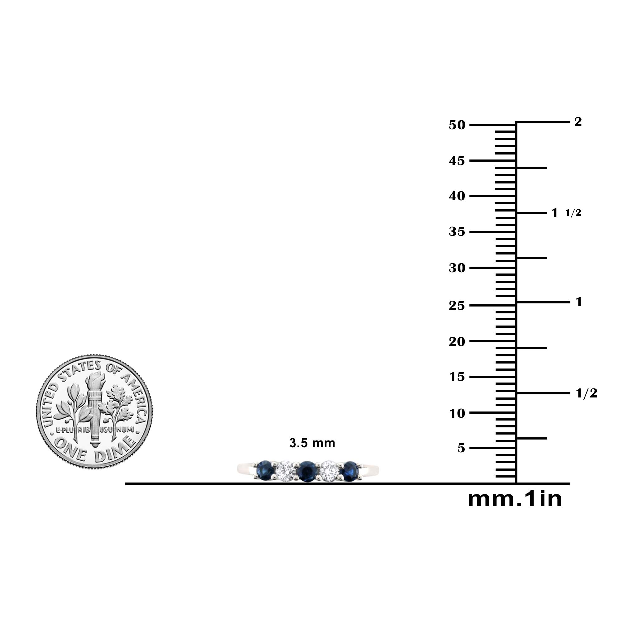 Beyond Brilliance 1/2 Carat Diamond, Prong-Set 14K White Gold Round Diamond & Blue Sapphire Bridal Wedding Band Ring (H-I, I1)