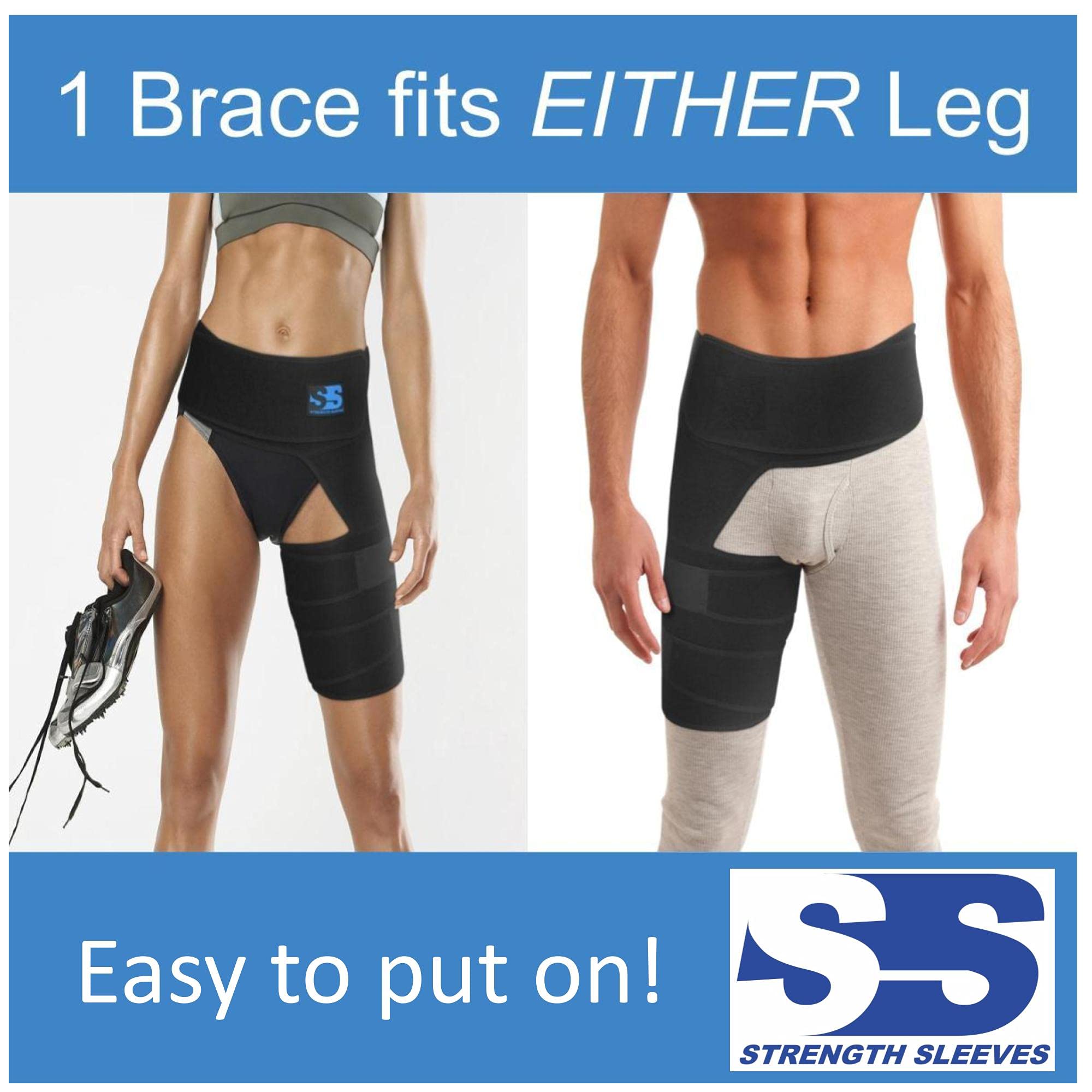 Best Thigh, Groin, and Hip Brace for Men and Women - Compression Wrap for Sciatica Pain, Pulled Muscles, Hip Flexor Recovery, Injury, Sprain Relief. Support Sleeve for Hernia, Hamstring, Quad, SI Belt