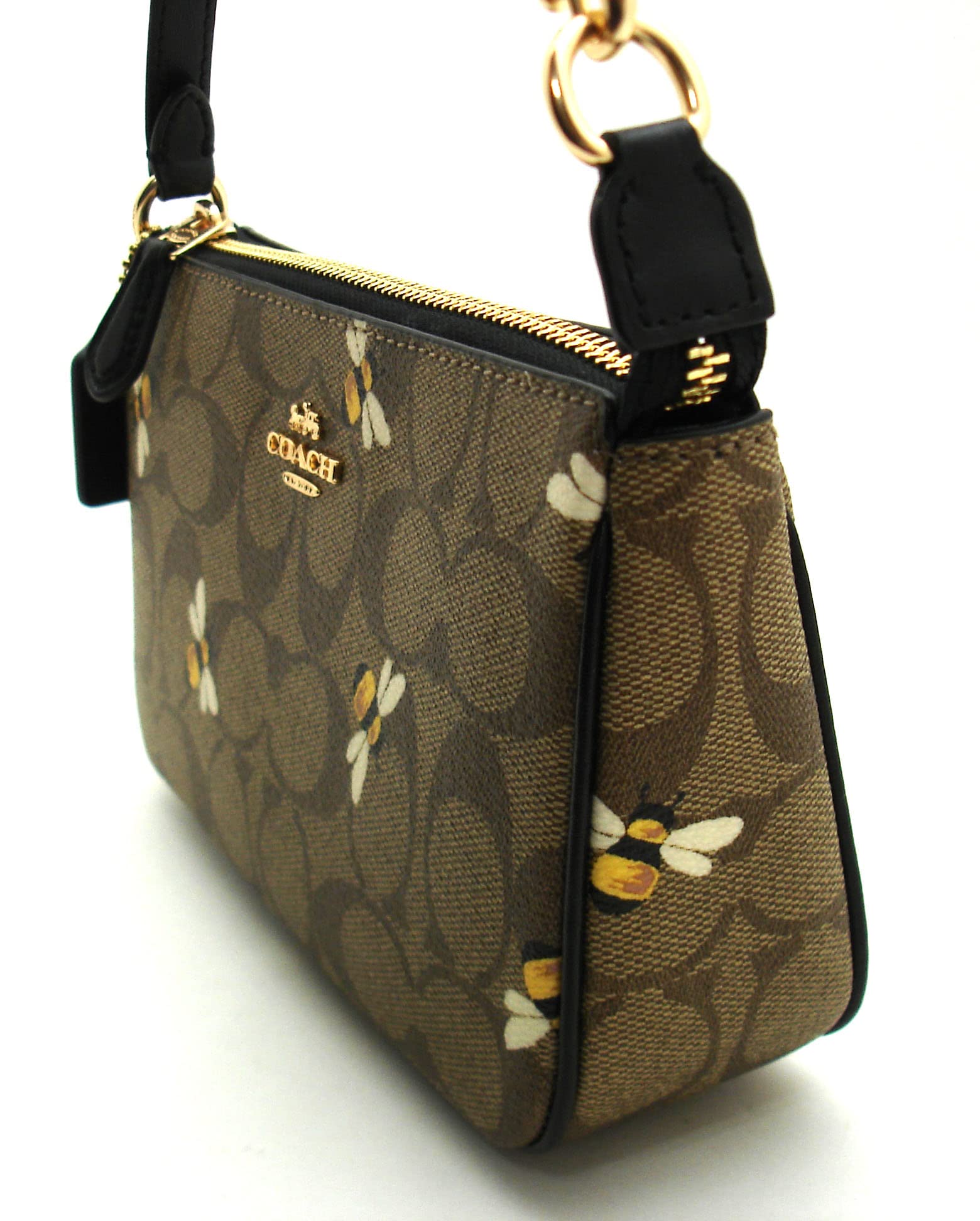 Coach Women's Nolita 19 Bag Purse (Signature Canvas - Bee Print - Khaki Multi)