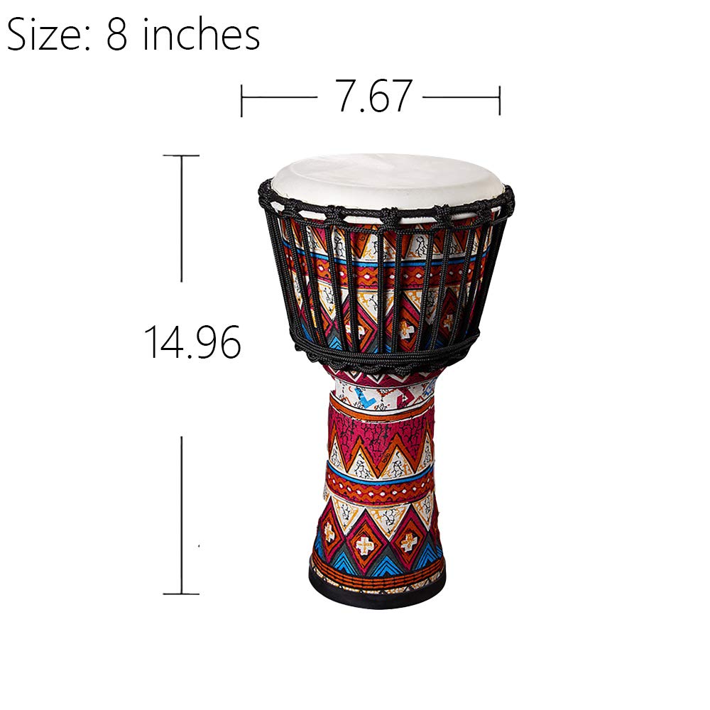 Meech Djembe Drum for Kids Bongo Congo Goatskin African Drum Cloth Stitching African Drums Konga Drums 8 Inch Wide7.67 Inches High14.96 Inches Red