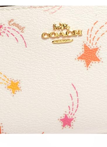 Coach Womens Slim Wallet In Leather with Shooting Star (Gold/Chalk Multi)