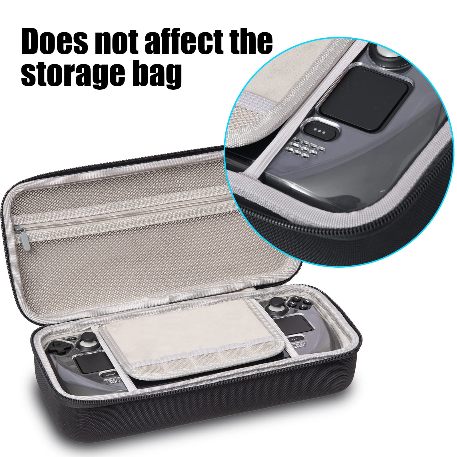 Stream Deck Carrying Case,Game Traveler Steam Deck Case, Protective Hard Portable Travel Carry Case Shell Pouch with Pockets for Accessories and Game Cases in a Recessed Space - Black