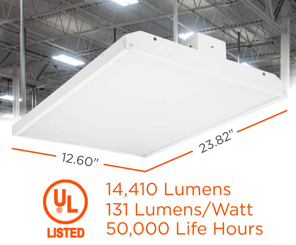 GoodBulb 110-Watt 2 Foot High Bay | 4000K Cool White Light Color | High Output 14410 Lumens | Wired 100-277V High Bay | 50000 Life Hours 131LM/W