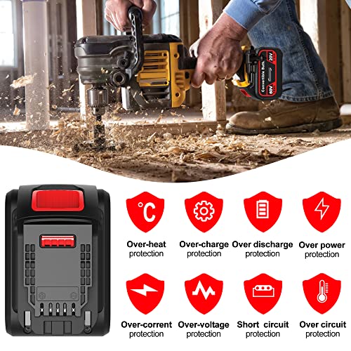 CHAUNVEN 9.0Ah DCB606 Battery Replacement for Dewalt 20V / 60V / 120V Battery MAX DCB606 DCB609 DCB612 Cordless Power Tools Battery