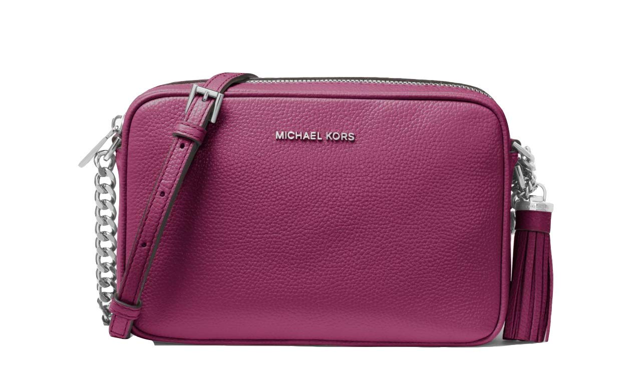 Michael Kors Medium Ginny Leather Camera Bag Crossbody - Garnet