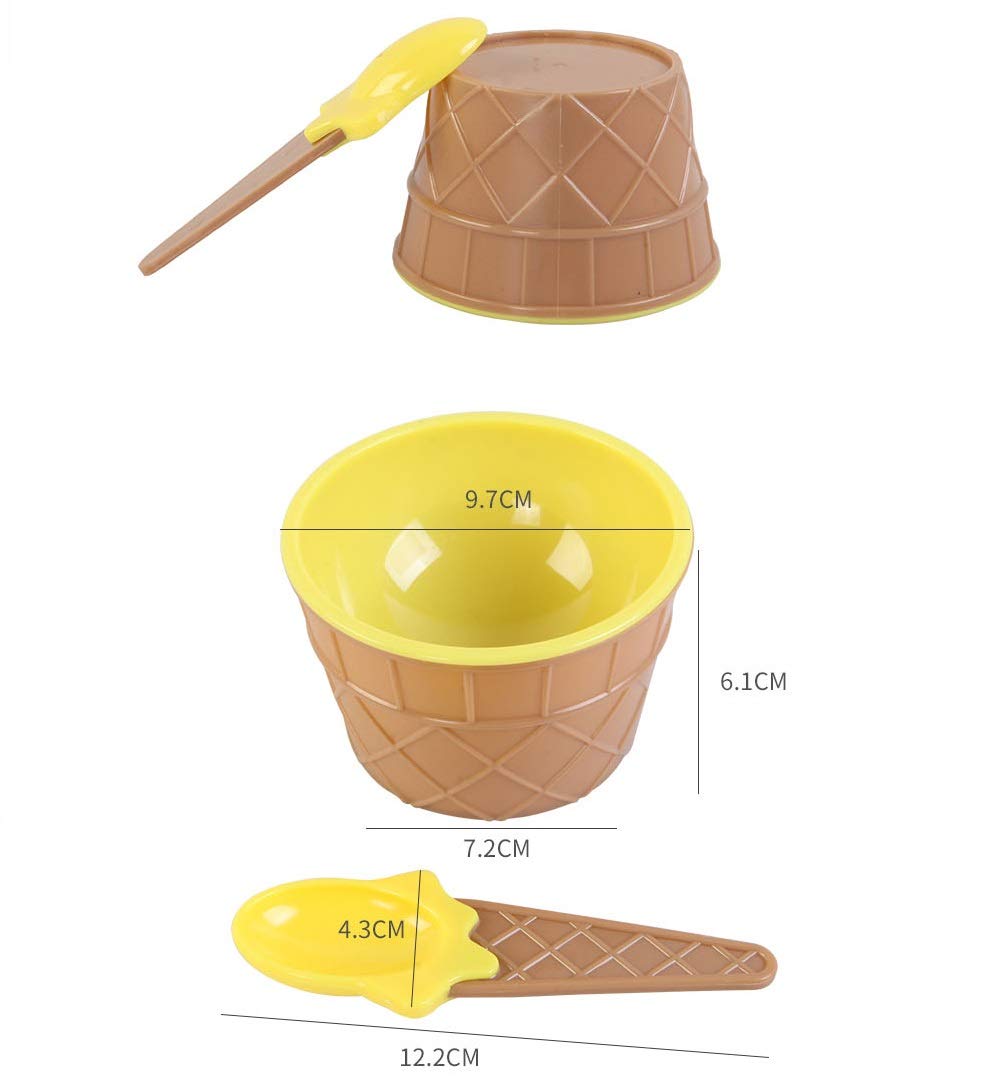 CheeseandU 12Pack Kids Ice Cream Bowl Spoon Set Safe Durable Plastic Candy Color Lovely Dessert Bowl Yougurt Cup DIY Ice Cream Tools Summer Festive Party Favor Kids Gift(24pcs)