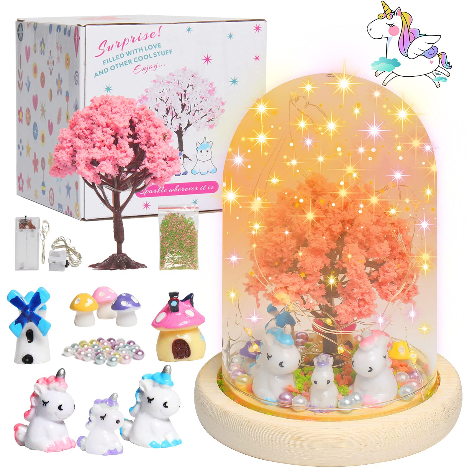 TROJOY Unicorns Gifts for Girls 4-12 Year Old, Make Your Own Magical Night Light, Arts and Crafts Kit for Kids Age 4-12, DIY Unicorn Novelty Girls Toys Room Decor Birthday & Christmas Gift for Girl