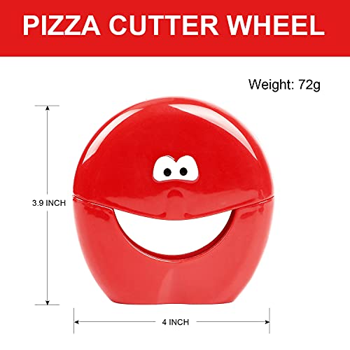 Pizza Cutter Wheel - 2 Pack Pizza Slicer Cutter,3 Inch Super Sharp Stainless Steel Blade with Protective Plastic Guard Cover and Easy To Clean (Red)